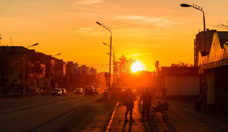 Sunset at the bus stop editorial stock image. Image of street - 68852004