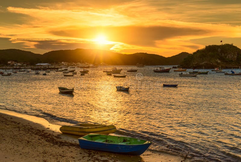 Sunset in Buzios. Rio De Janeiro Stock Image - Image of purple ...
