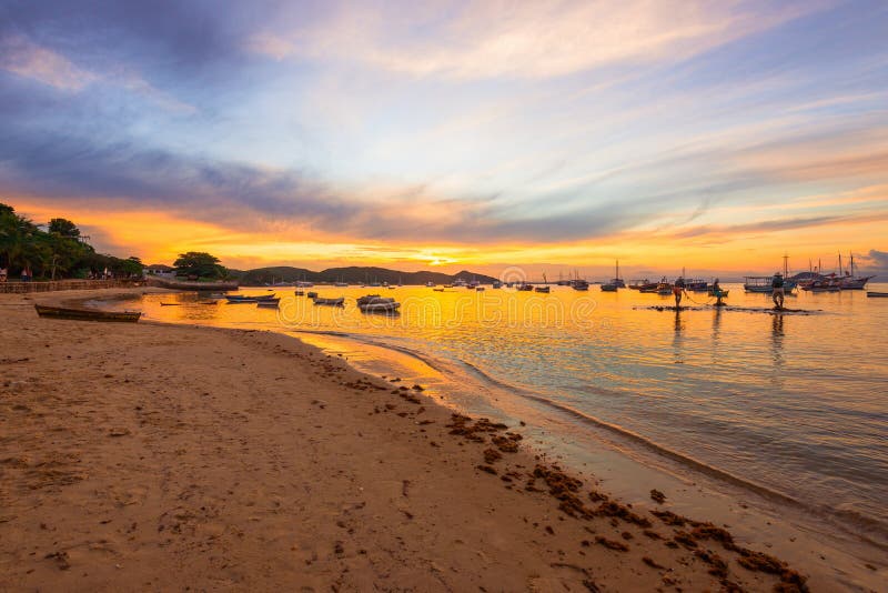 Sunset in Buzios. Rio De Janeiro Editorial Stock Photo - Image of ...