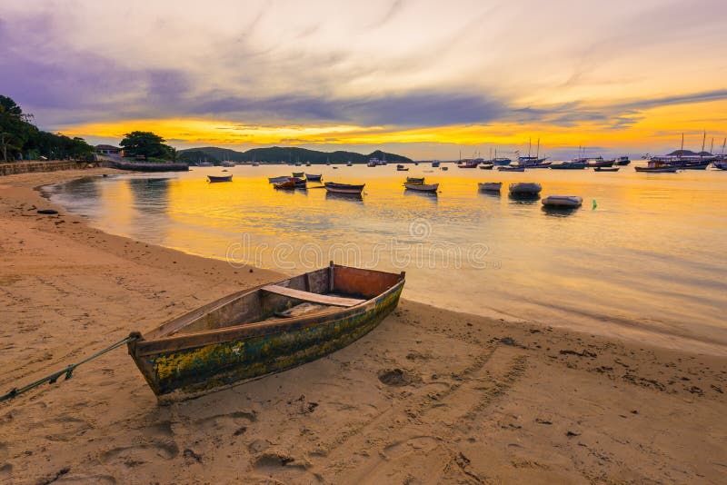 Sunset in Buzios. Rio De Janeiro Editorial Stock Image - Image of ...