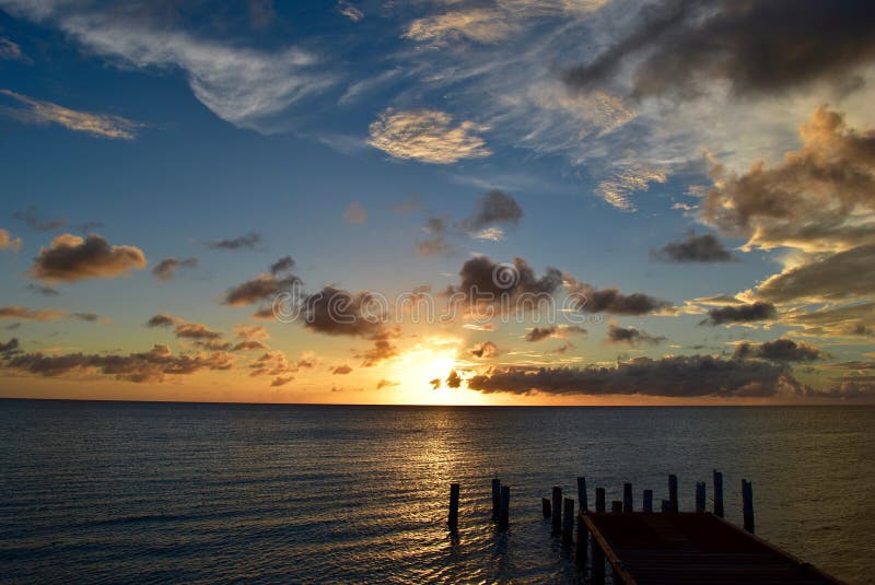 Colorful Sunset in the Caribbean Stock Image - Image of rico, clouds ...