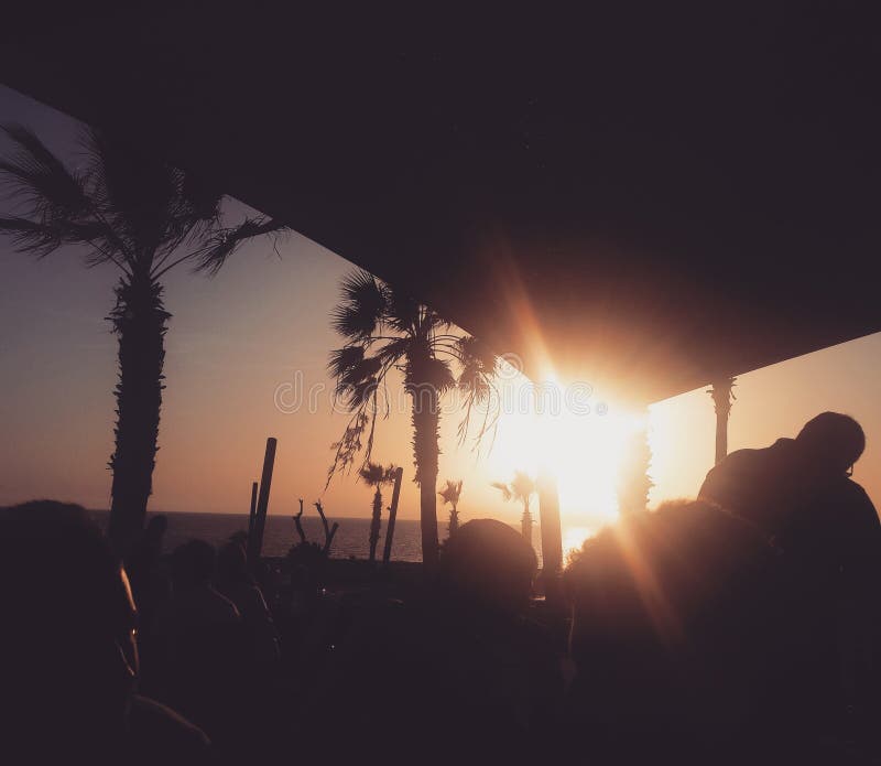 Sunset at cafe editorial stock photo. Image of shadow - 70035948