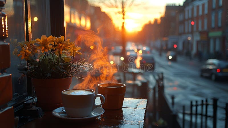 Sunset Cafe Coffee Steam City Street Stock Photos - Free & Royalty-Free ...