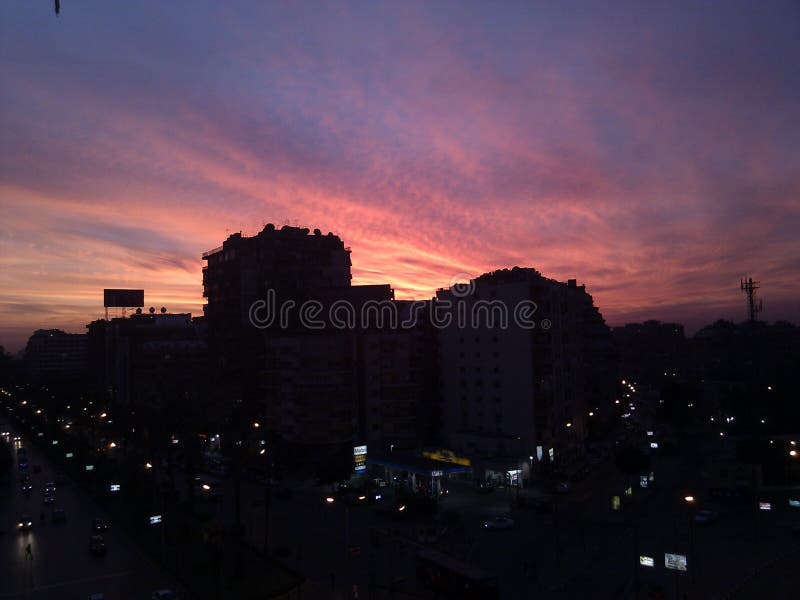 Sunset in Cairo editorial stock photo. Image of egpt - 74554158