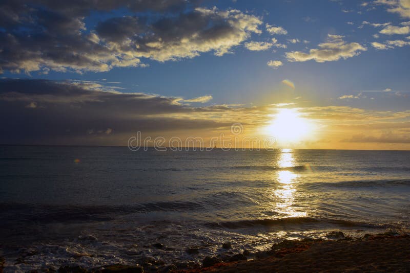 Sunset on a Calm Ocean in Summer Stock Photo - Image of orange, dusk ...
