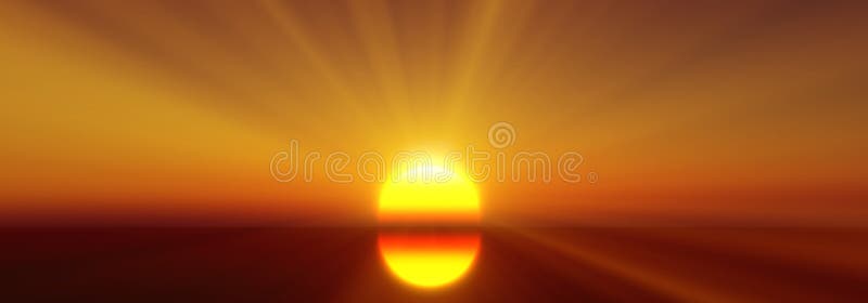 Sunset Calmly Sea Sun Ray 3d Render Stock Illustration - Illustration ...