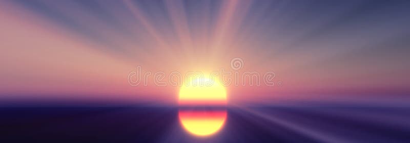 Sunset Calmly Sea Sun Ray 3d Render Stock Illustration - Illustration ...