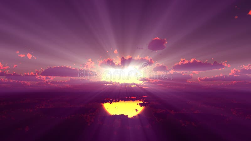 Sunset Calmly Sea Sun Ray 3d Render Stock Illustration - Illustration ...