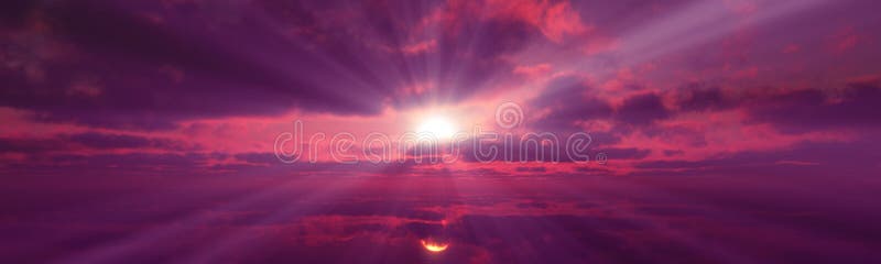 Sunset Calmly Sea Sun Ray 3d Render Stock Illustration - Illustration ...