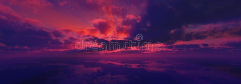 Sunset Calmly Sea Sun Ray 3d Render Stock Illustration - Illustration ...