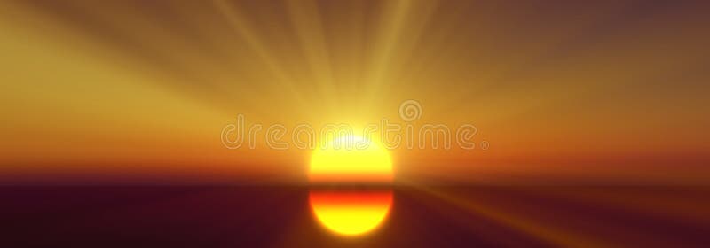 Sunset Calmly Sea Sun Ray 3d Render Stock Illustration - Illustration ...