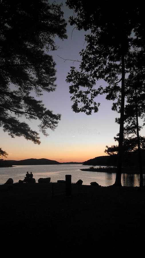 Sunset campground stock image. Image of dark, campground - 60215553