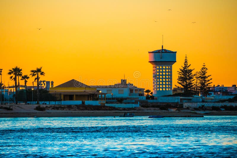 Sunset in Camping Beach Park of Faro Stock Image - Image of ocean ...