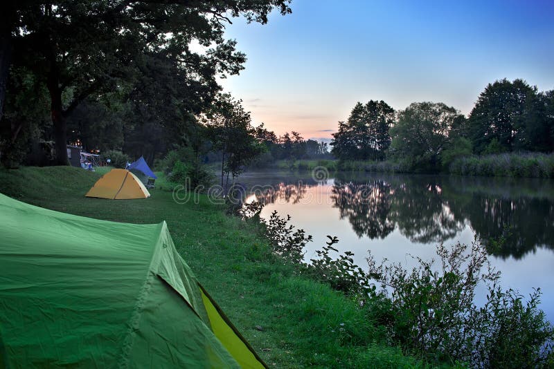 Sunset campsite and tent stock image. Image of national - 97943987