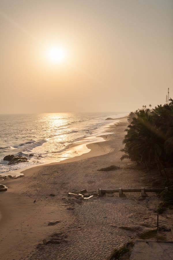 Sunset on Cape Coast Beach, Ghana Stock Image - Image of shore, cape ...