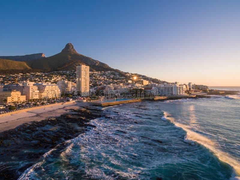 Sunset in Cape Town stock photo. Image of beach, horizon - 63523946