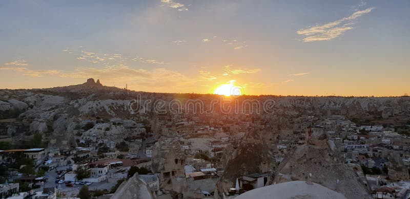 Sunset in Cappadocia stock image. Image of winter, foreground - 265693729