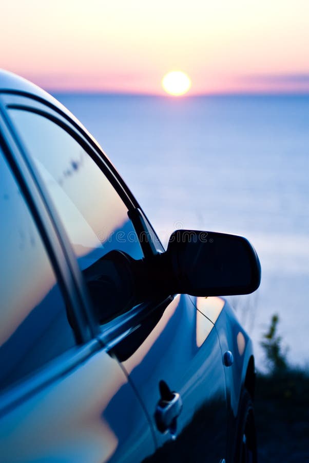 Sunset and car stock image. Image of peaceful, view, scenic - 5192611