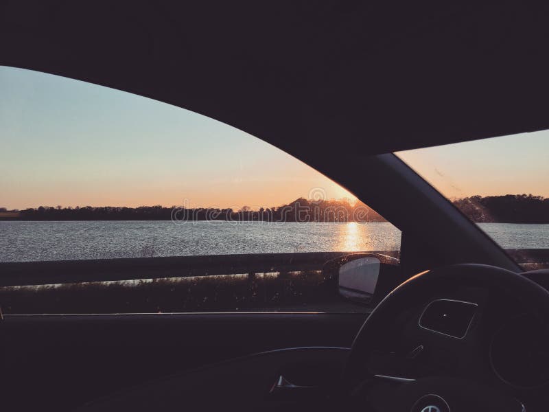 Sunset from a car stock image. Image of sports, speedometer - 71469063