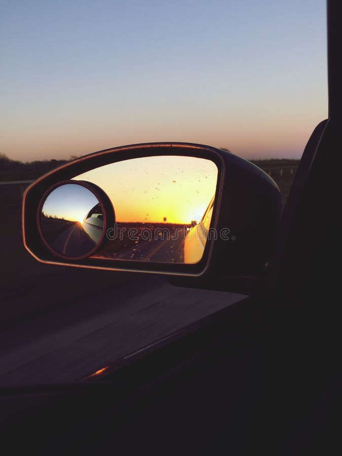 Sunset from Car Mirror on an Everyday Drive Stock Photo - Image of ...