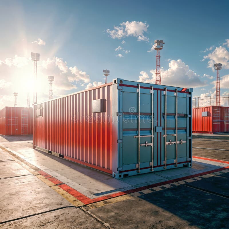 Sunset Cargo: Shipping Container Awaits Voyage, Generative Ai Stock ...
