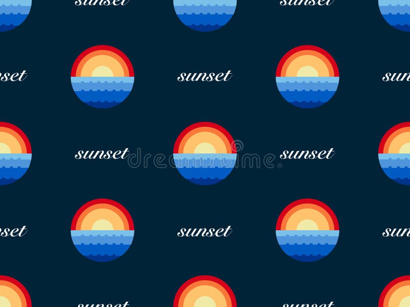 Sunset Seamless Pattern on Black Background. Pixel Style Stock Vector ...