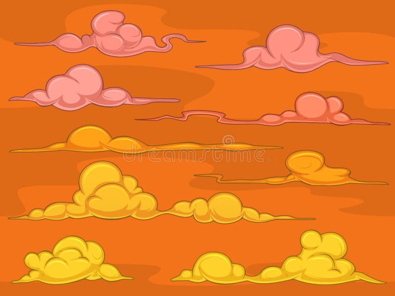 Sunset cartoon clouds stock vector. Illustration of white - 60764884