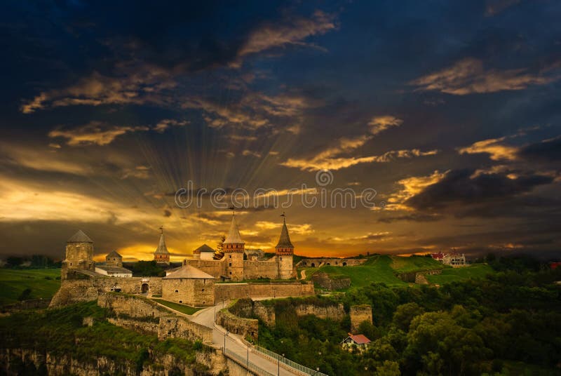Sunset castle view stock image. Image of defense, towers - 14911873