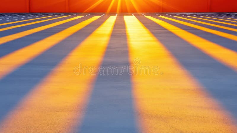 Sunset Casts Long, Golden Shadows on a Smooth Concrete Surface ...