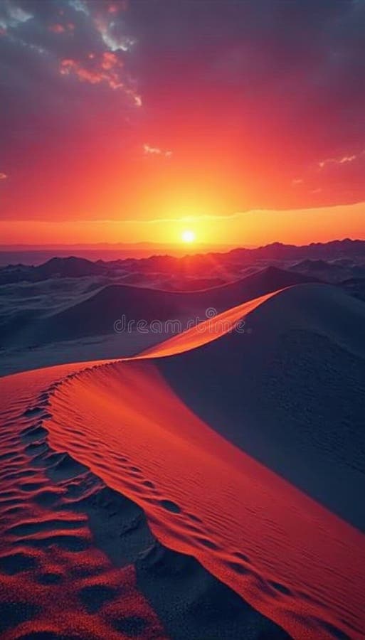 Sunset Casts Long Shadows Across Undulating Dunes , High Resolution ...