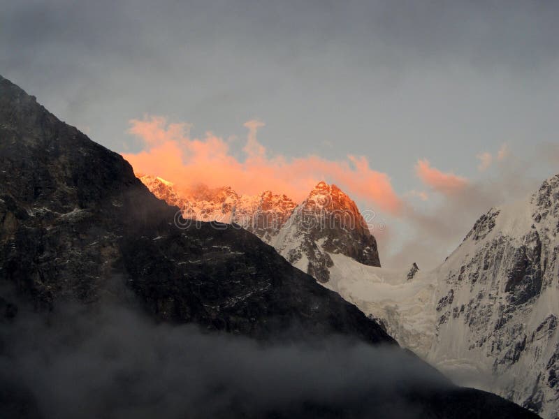 Sunset in Caucasus stock image. Image of beautiful, snow - 60454593