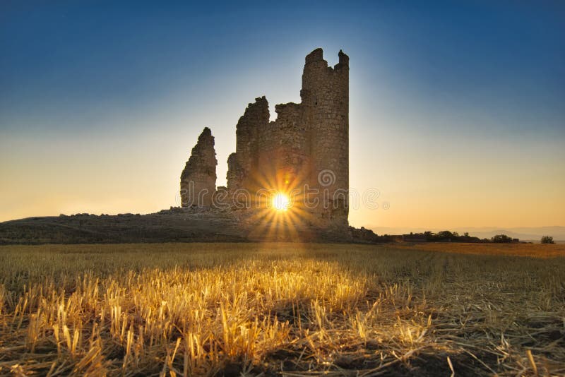 Sunset in Caudilla Castle. Toledo, Spain Stock Photo - Image of blue ...