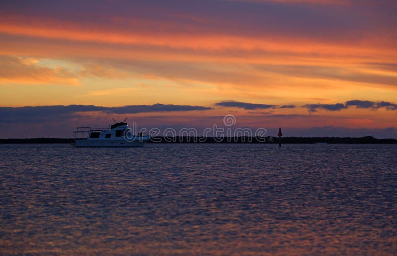 Sunset cruise stock image. Image of scenery, boat, landscape - 157423573