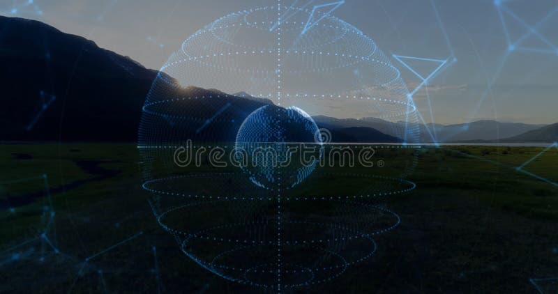 Sunset Causing Holographic Point Cloud Sphere Visualizing Inner ...