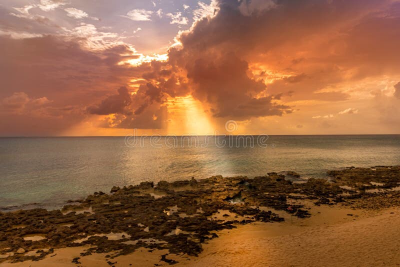 Sunset on the Cayman Islands Stock Image - Image of myrtle, barbados ...