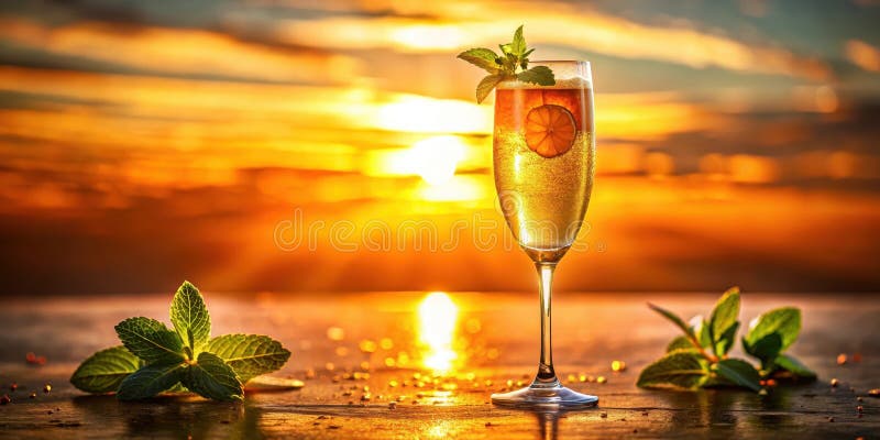Sunset Celebration Sparkling Beverage with Citrus and Mint Garnish ...
