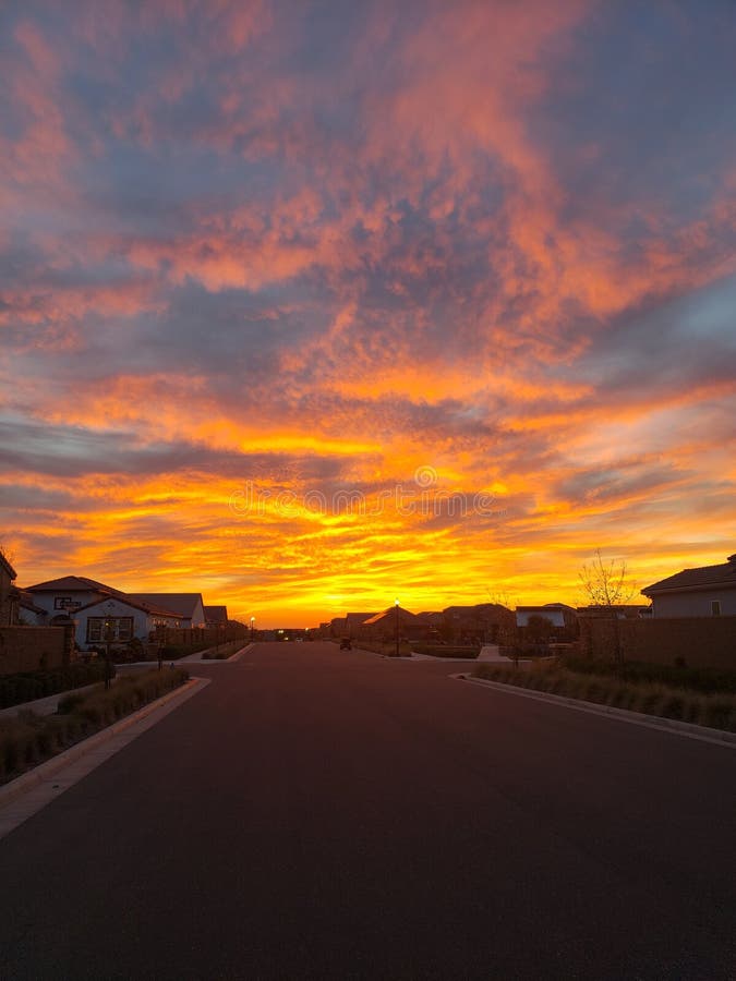 Sunset in the Central Valley of California Stock Image - Image of ...