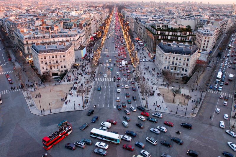 Sunset at Champ Elysee on Paris Stock Image - Image of skyline, culture ...