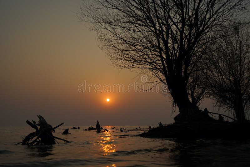 Sunset on Lake Chao in China Editorial Stock Image - Image of night ...