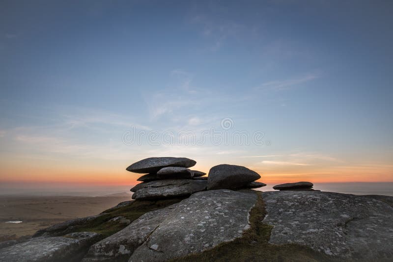 Sunset, the Cheesewring, Bodmin Moor, Cornwall Stock Image - Image of ...
