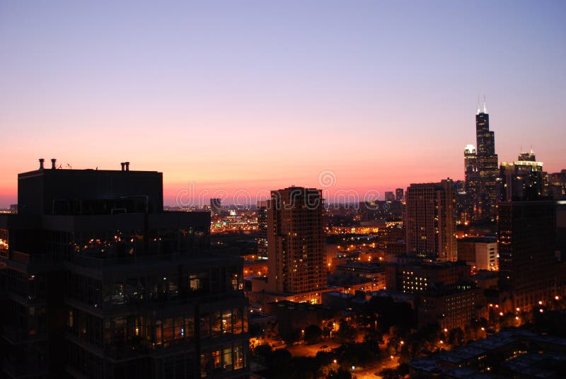 Sunset in chicago stock photo. Image of skyline, chicago - 22151628