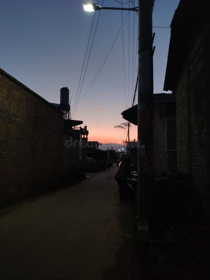 Sunset stock image. Image of countryside, peaceful, chinese - 202044657