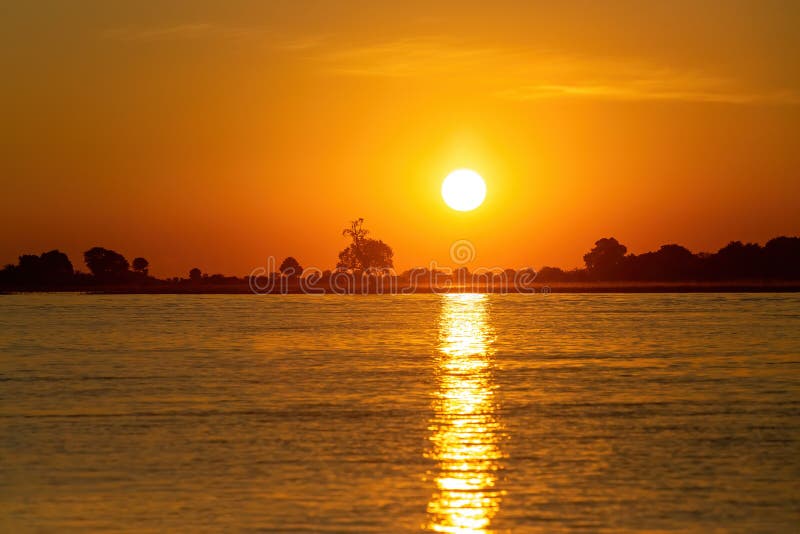 Sunset on Chobe River, Botswana Africa Stock Photo - Image of normal ...