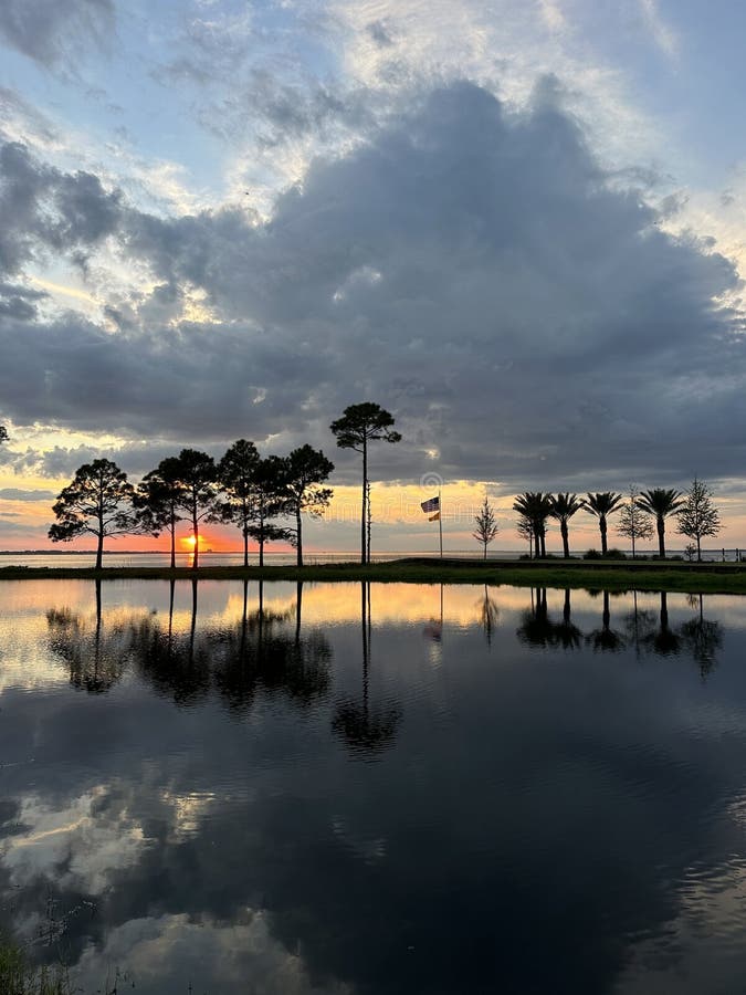 Sunset Reflections on the Choctawhatee Bay Stock Photo - Image of coast ...