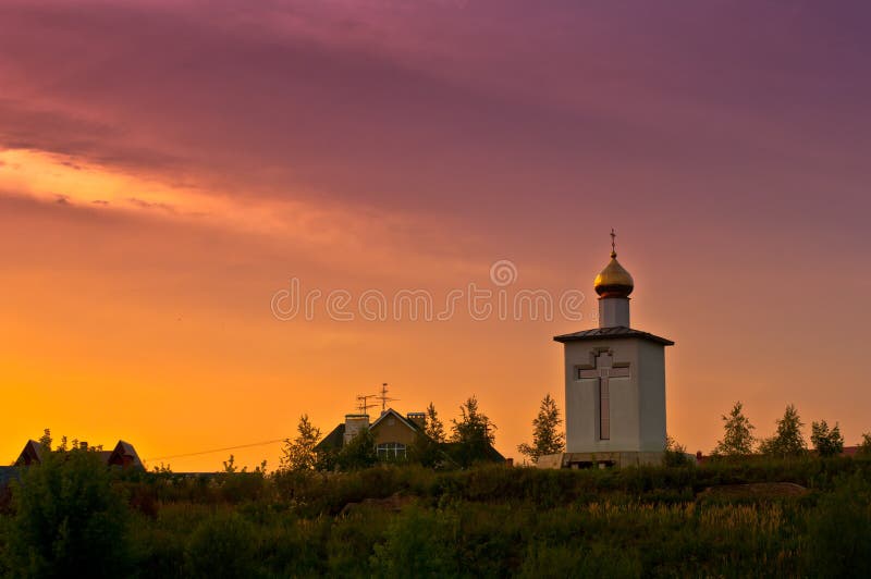 Sunset church stock image. Image of shape, christ, building - 20506541