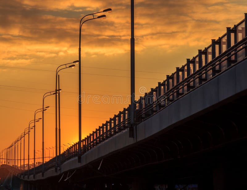 Sunset in the city stock image. Image of background, evening - 45566169