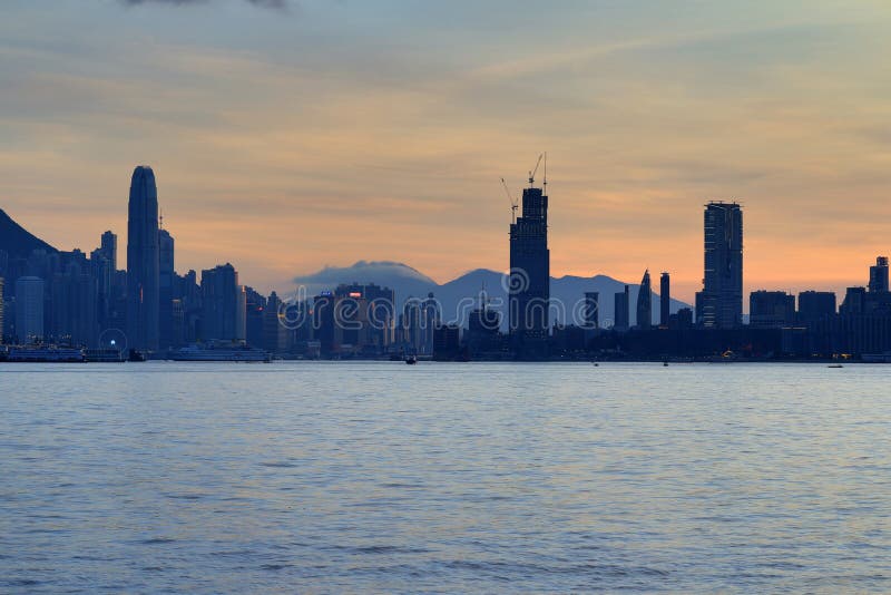 Sunset in the city hk editorial photography. Image of landscape - 77063572