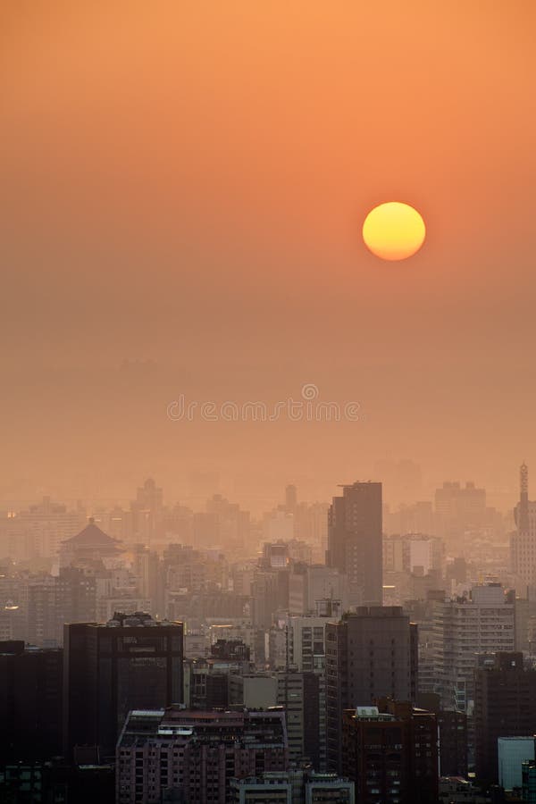 Sunset City Scenes of Skyline in Taipei Stock Photo - Image of downtown ...