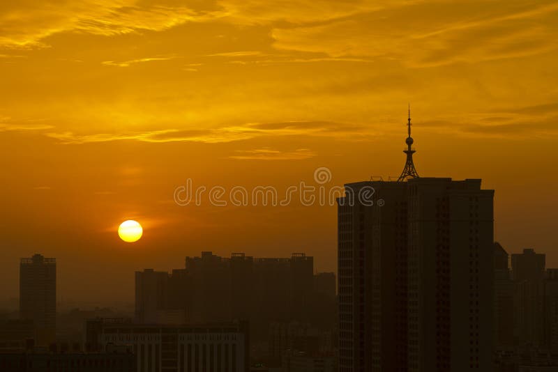 Sunset city xian china stock photo. Image of city, asia - 28395426