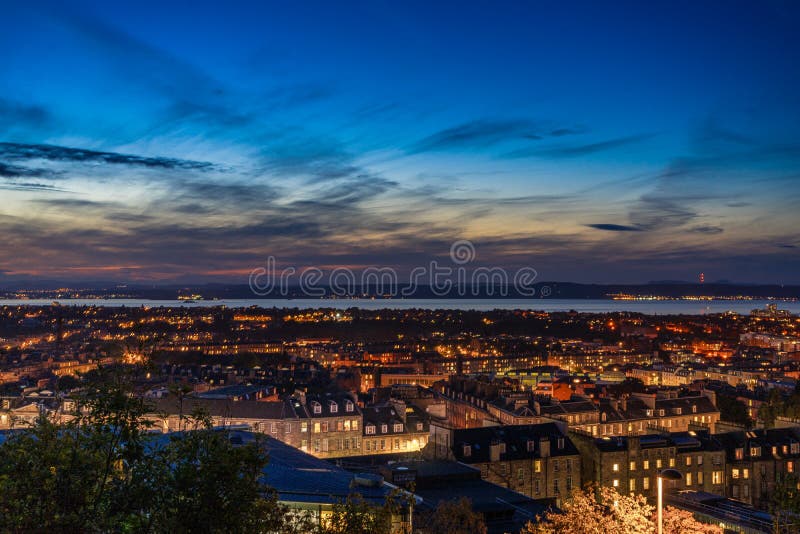 Sunset Cityscape of Edinburgh Stock Photo - Image of evening, landscape ...